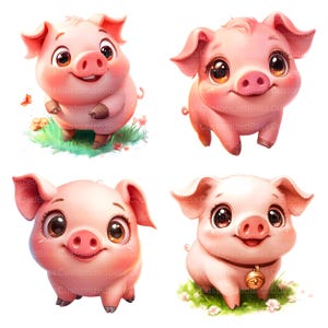 15 Baby Pig Clipart, Cute Pig Graphic, Cozy Nursery Art, Nursery ...