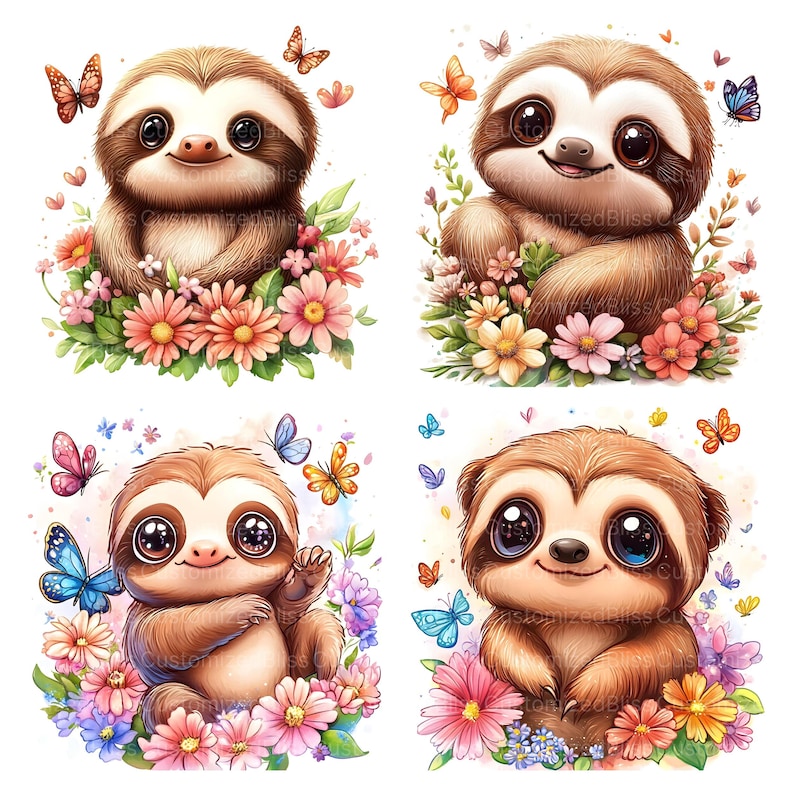 15 Sloth Clipart Bundle, Cute Sloth Clipart, Sloth Nursery Decor, Digital Sloth Design ...