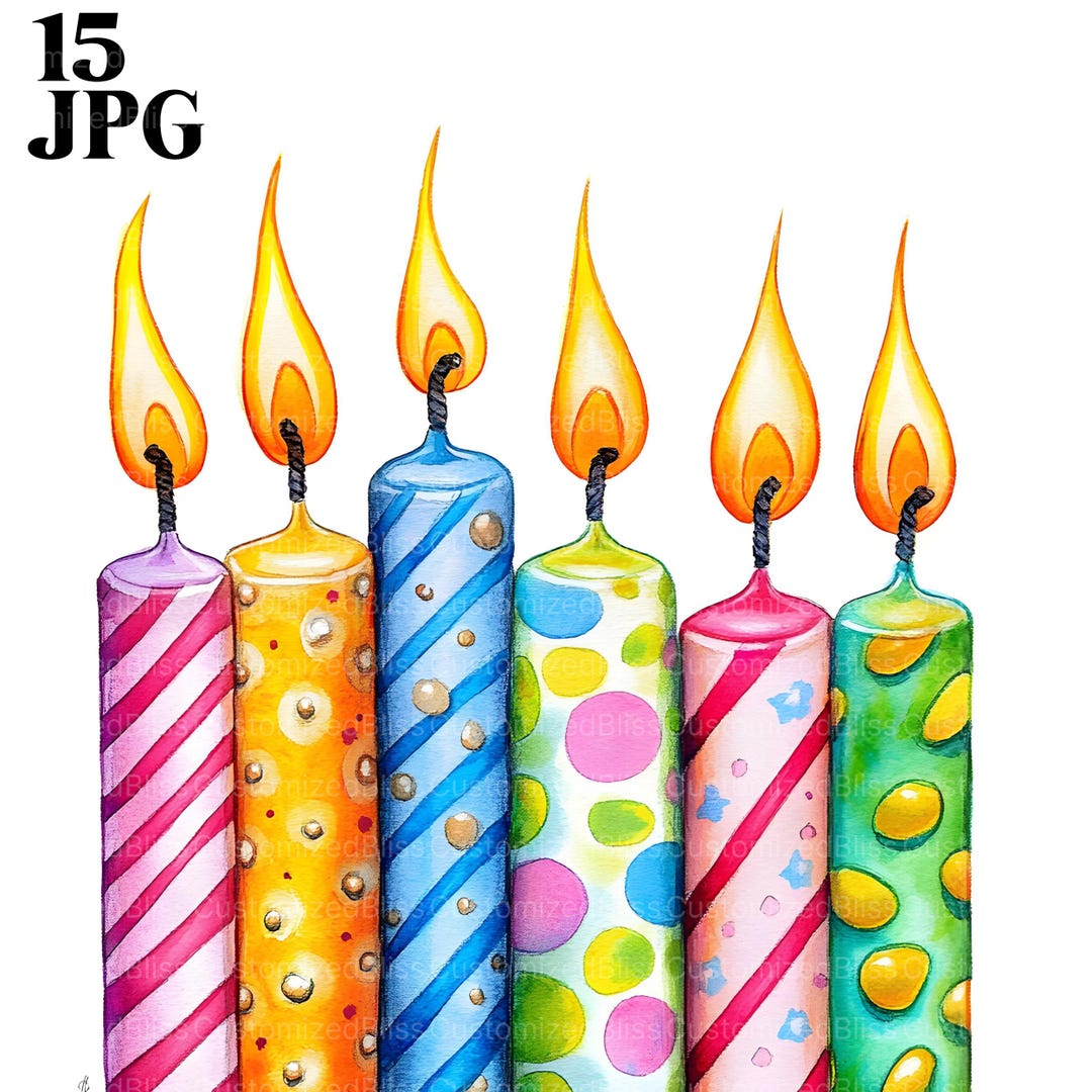 Birthday Candles, Colorful Candle, Candle Clipart, 15 High Res ...