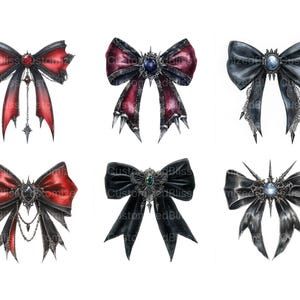 Watercolor Gothic Bow Clipart, 30 High Quality Jpgs, Black Bow, Goth ...