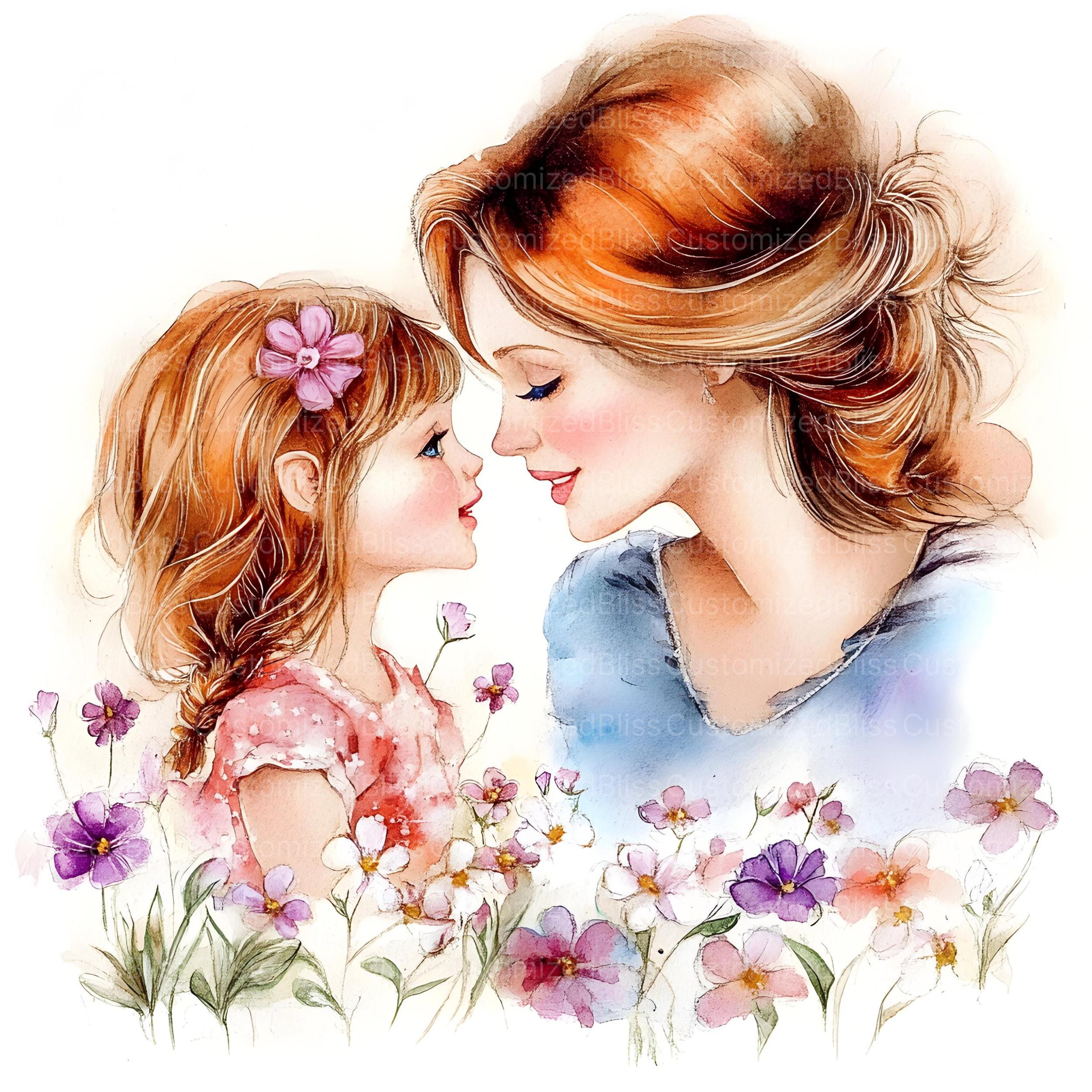 18 Mother and Daughter Clipart, Mother's Day Card, Mother's Day Clipart ...