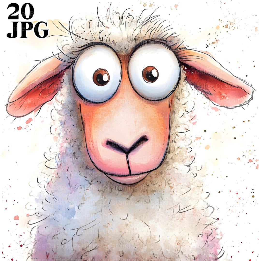 20 Quirky Sheep Clipart, Whimsical Funny Animal, High Quality JPG ...