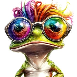 16 Funny Cute Frog Rainbow Clipart, Frog Clipart, Cartoon Frog, High ...