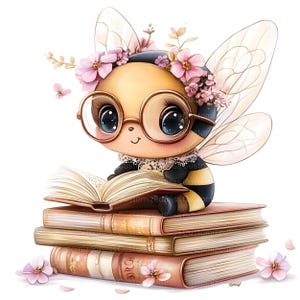 16 Honey Bee Clipart, Cute Bumblebee Clipart, Reading Book, Library ...