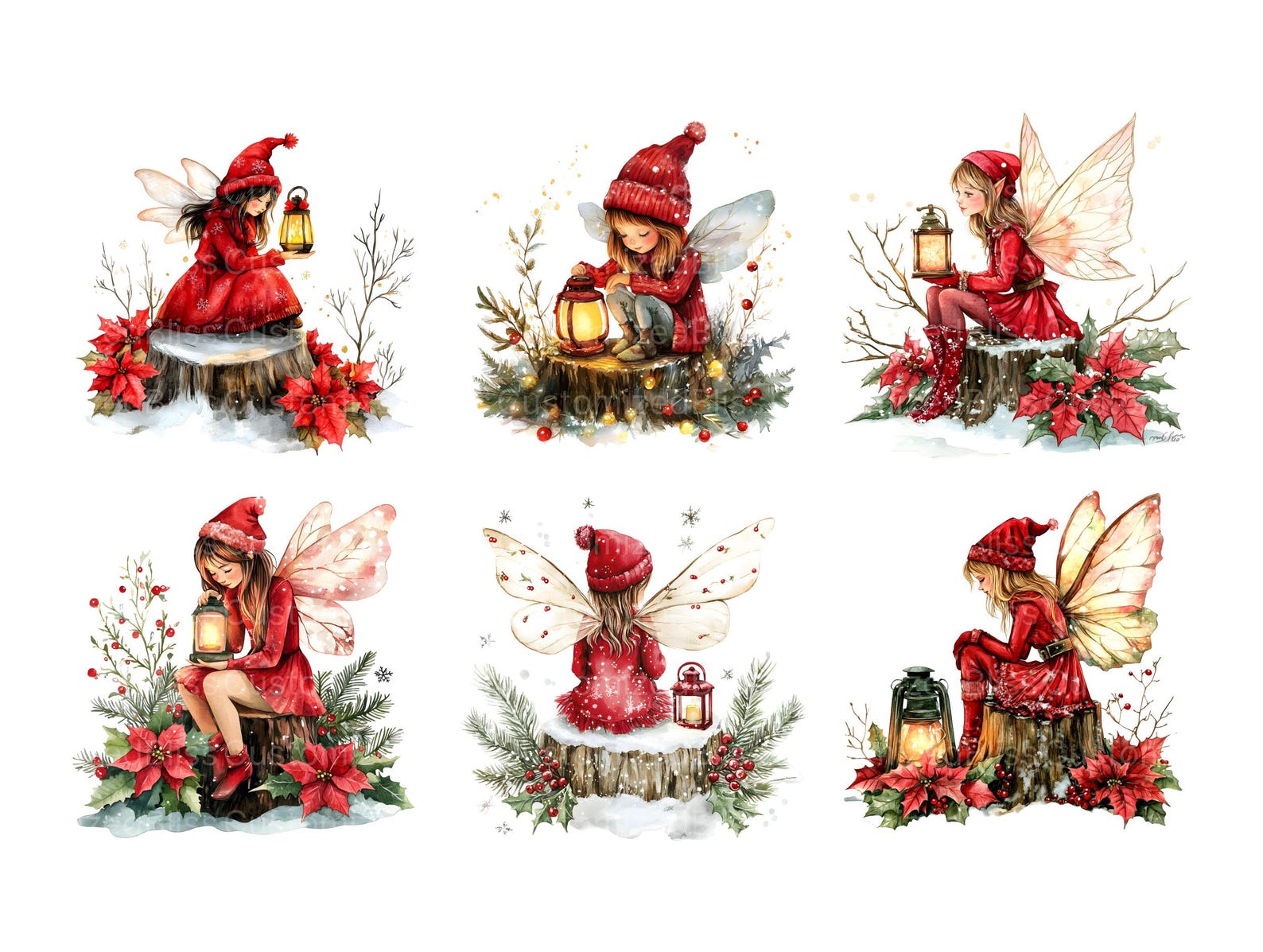 Christmas Fairy Clipart Bundle, Fairies Christmas Clipart, Christmas ...