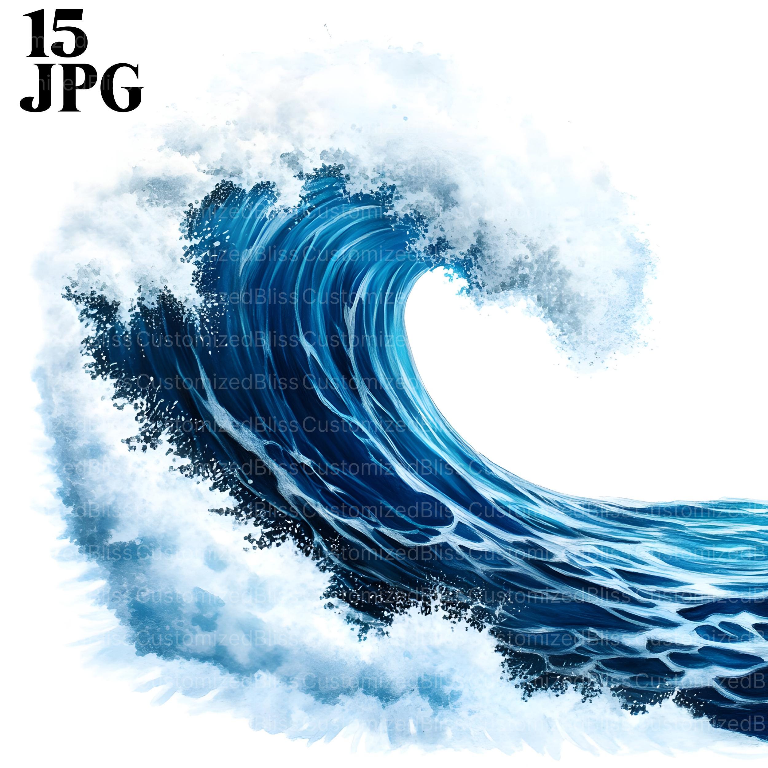 15 Wave Clipart, Beach Wave Clipart Bundle, Wave Graphic, Summer Wave ...