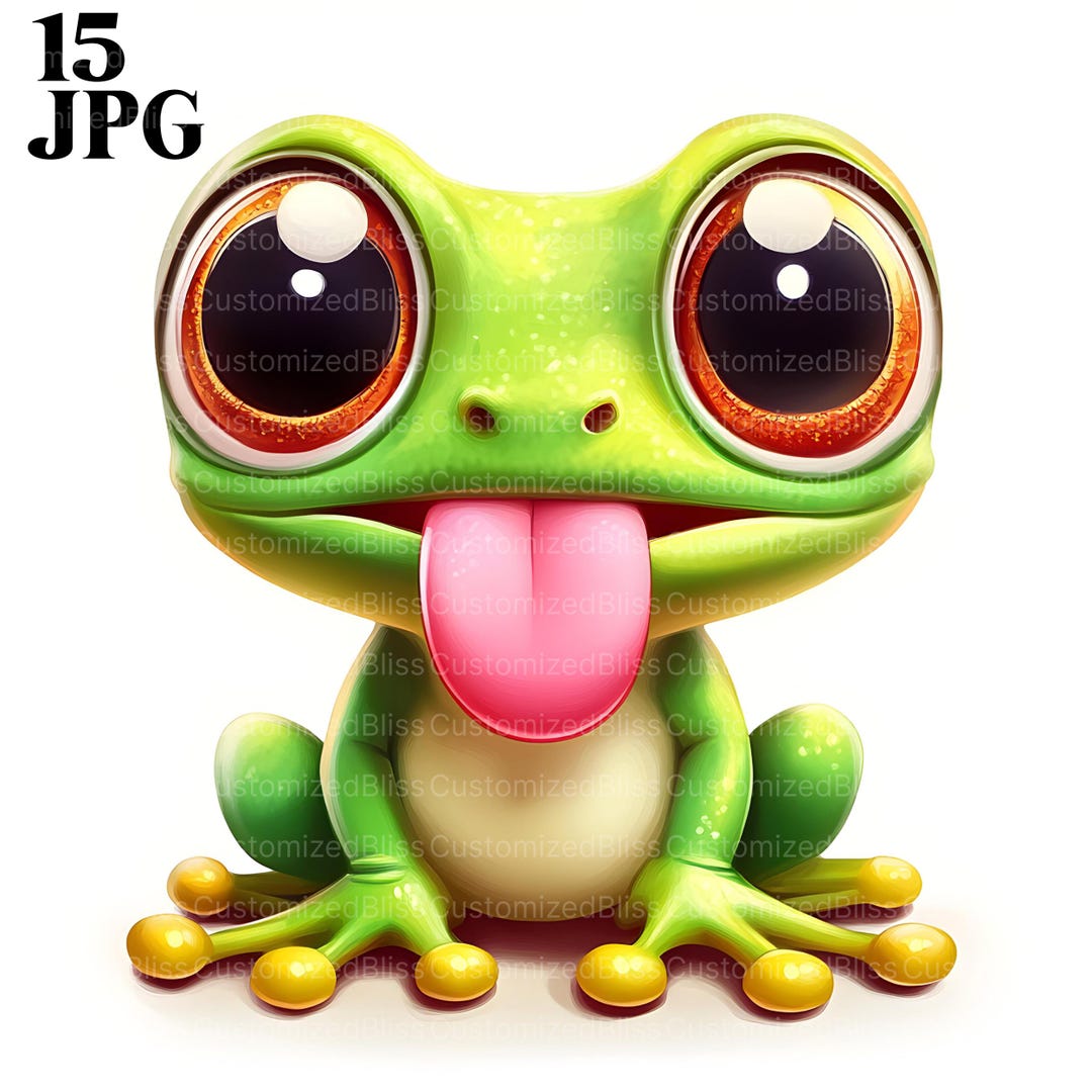 15 Cute Frog Clipart, Cartoon Frog, Green Frog, Frog Graphics ...
