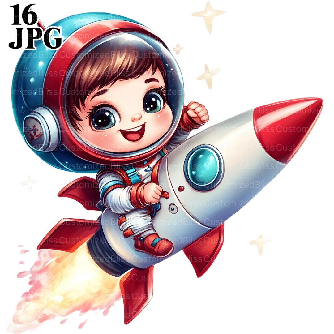 16 Cute Astronaut Clipart Bundle, Adorable Astronaut, Spaceship Clipart ...