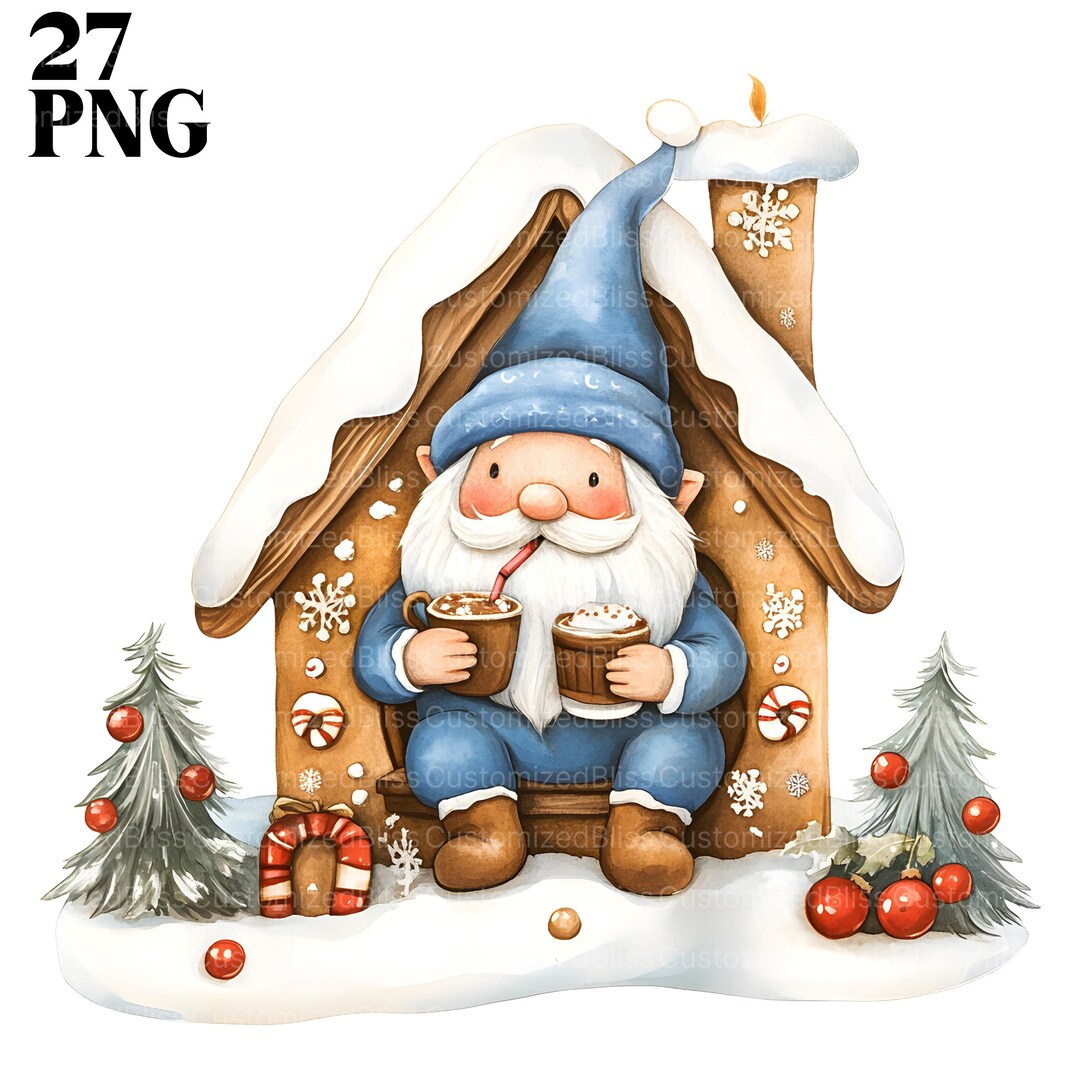 Watercolor Winter Gnome, Christmas Gnome Png, Cute Gnome, Coffee ...