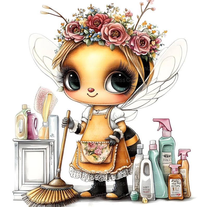 16 Honey Bee Cleaning Clipart, Clean House Grandma Mother's Day Card ...