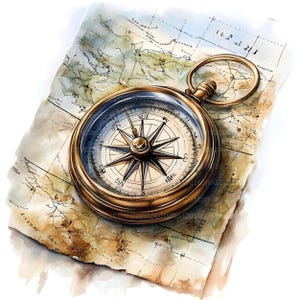 Compass and Map Clipart Bundle, Compass Clipart, 16 High Quality Jpgs ...