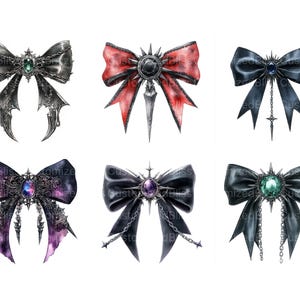 Watercolor Gothic Bow Clipart, 30 High Quality Jpgs, Black Bow, Goth ...