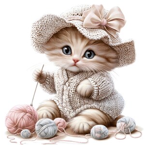 17 Kitten Clipart, Crochet Clipart, Knitting Clipart, Yarn Clipart ...