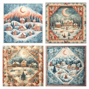 Winter Quilt Clip Art Bundle, 15 High Res Watercolor Jpgs for Junk ...