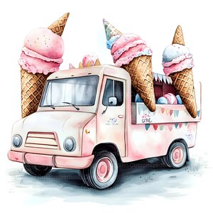 20 Ice Cream Truck Clipart, Ice Cream Clipart, Summer Clipart, High ...
