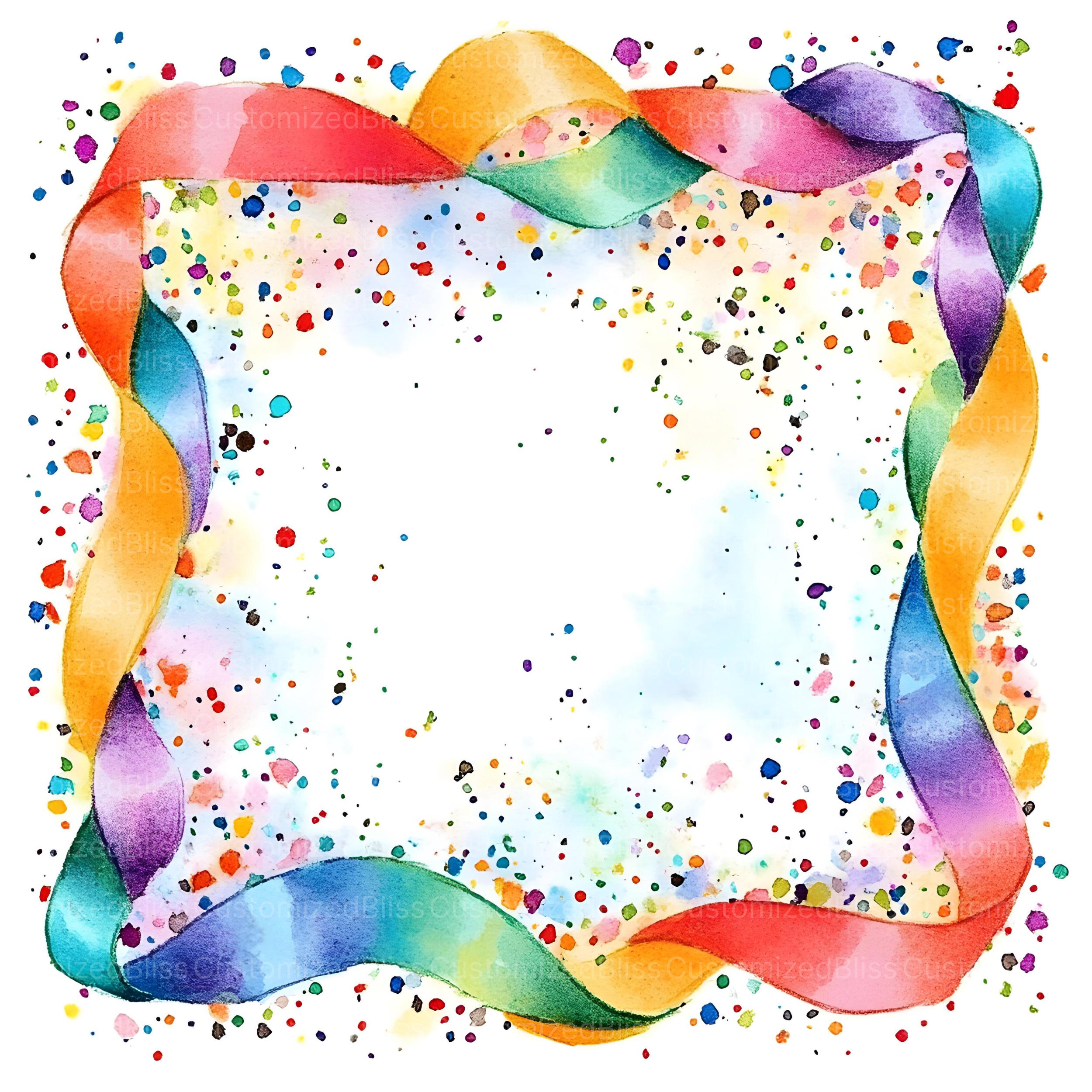 20 Confetti Frame Clipart, Colorful Confetti Border Images, High ...