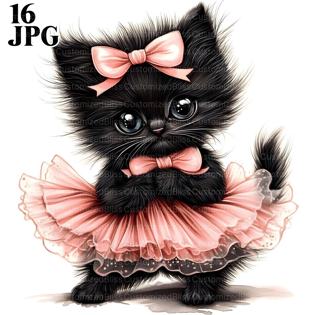 Kitten Ballerina Clipart, Kitten Clipart, Pink Tutu Clipart, Ballet ...