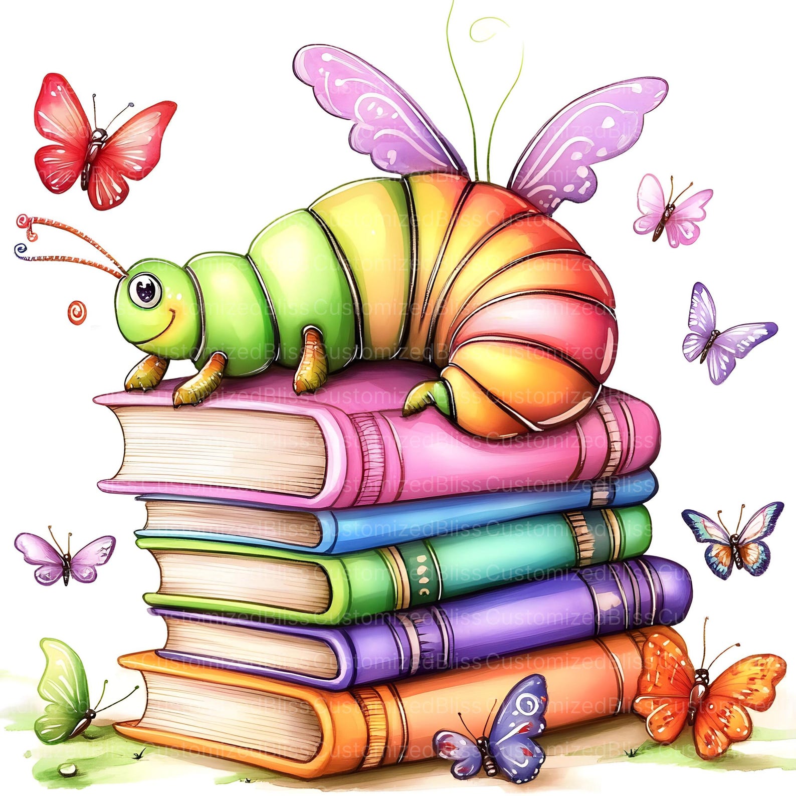 20 Bookworm Clip Art, Bookworm Clipart, Caterpillar Clipart, Library ...