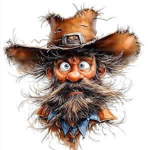 Funny Cowboy Clipart, Western Clipart, Country Clipart, Old Man Clipart ...