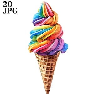 20 Colorful Ice Cream Conets Clipart, Summer Clipart, High Quality Jpgs ...