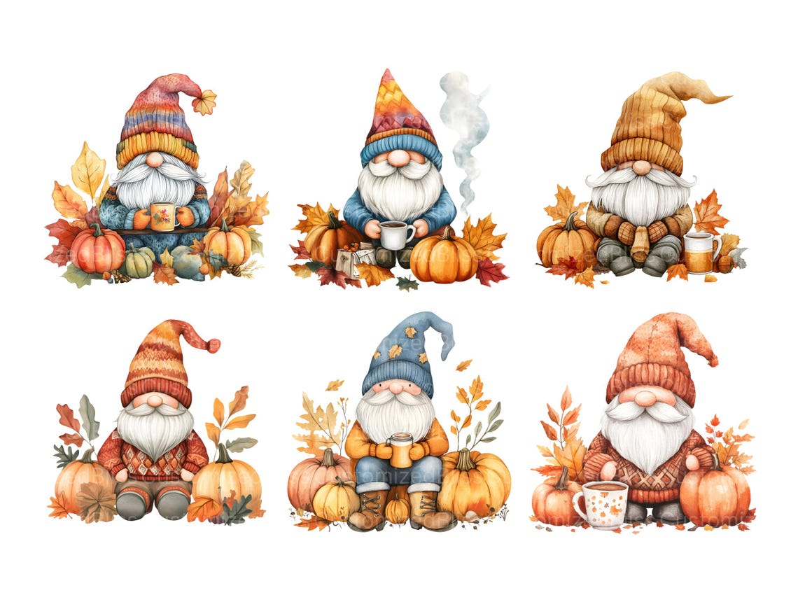 Fall Gnome Clipart Bundle, Autumn Gnome Clipart, Autumn Clipart, Cute ...