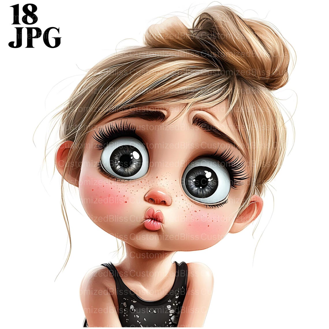 18 Sassy Girl Clipart, Funny Face Illustration, Cute Cartoon Girl ...