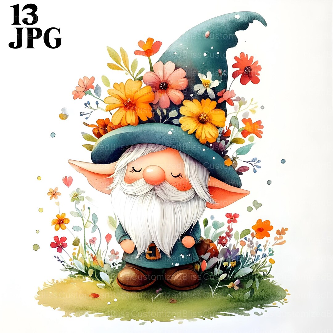 13 Spring Gnomes Clipart Bundle, Garden Gnomes, Spring Clipart, Garden ...