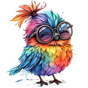 14 Colorful Bird Clipart, Cute Bird, Rainbow Clipart, Cartoon Bird ...