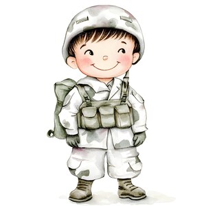 16 Cute Soldier Boy Clipart, Military Kid Clipart, Little Army Children ...