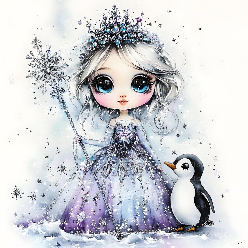 Winter Wonderland Princess Clipart, 12 High Quality Jpgs, Winter ...