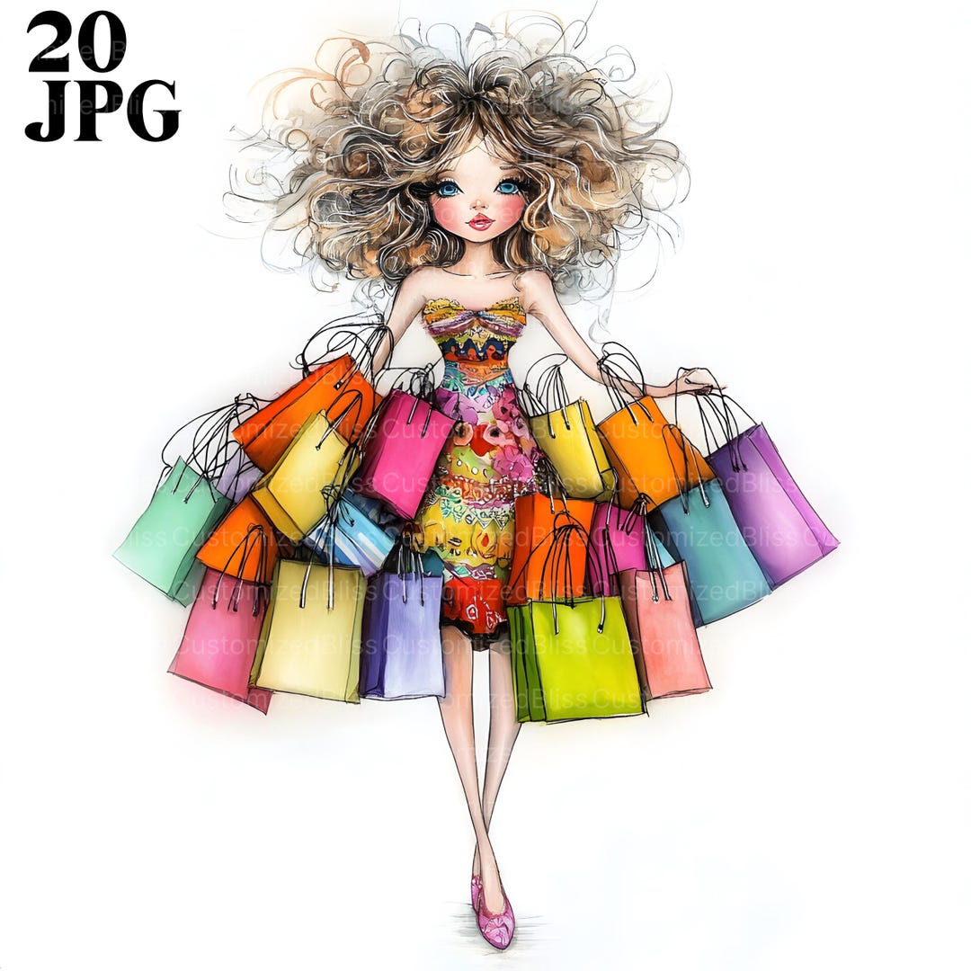 Quirky Black Friday Clipart, Shopping Clipart, 20 High Res Watercolor ...