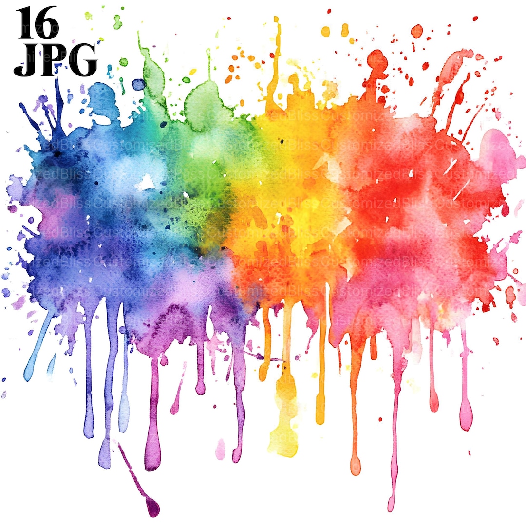 16 Color Splash Clipart, Paint Splash Coloured, Watercolor Splash ...