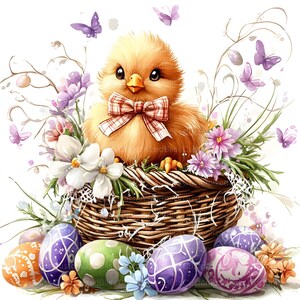 20 Easter Baskets, Chick Clipart, Easter Chicken, Easter Clipart ...