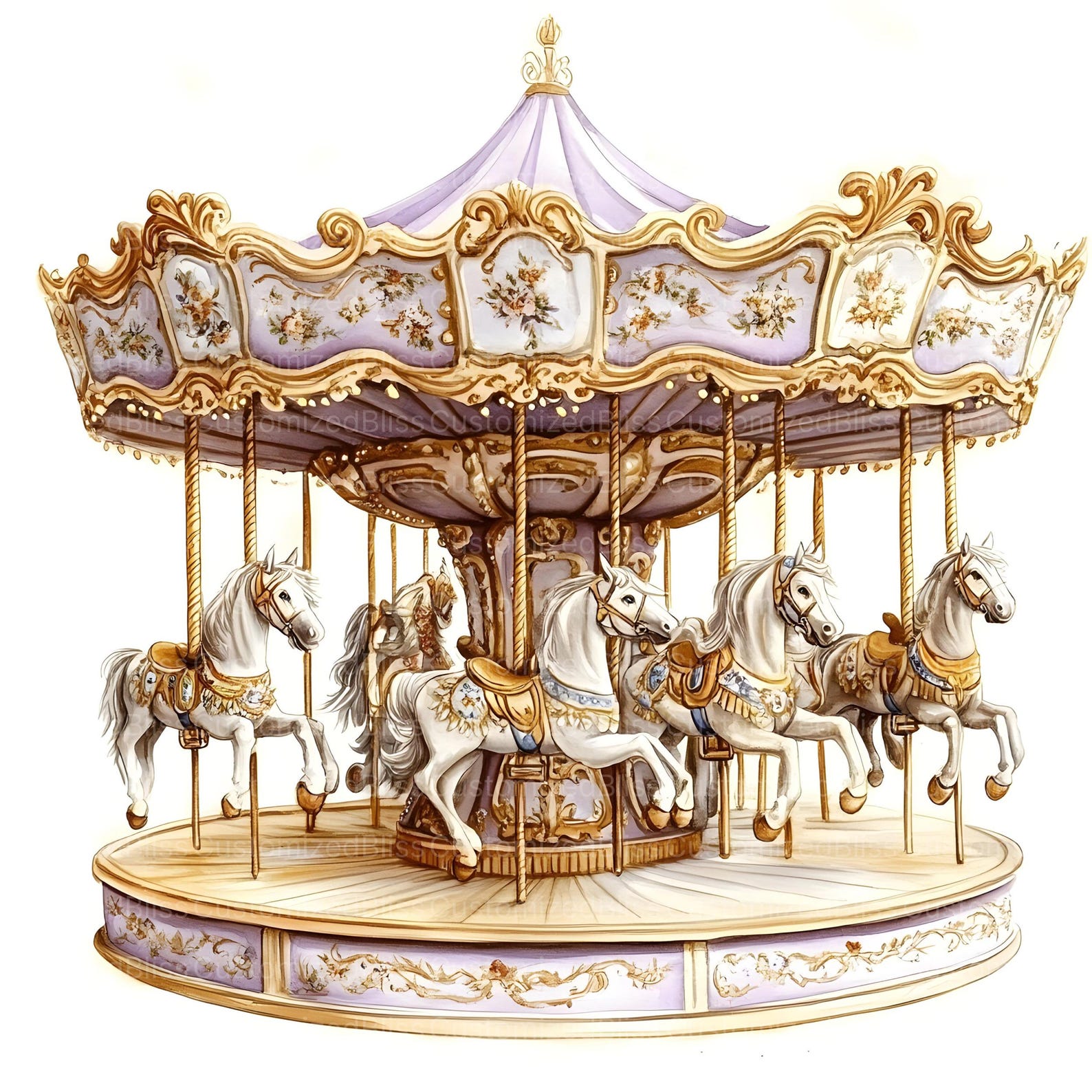 16 Vintage Carousel Clipart, French Carousel, High Quality JPG ...