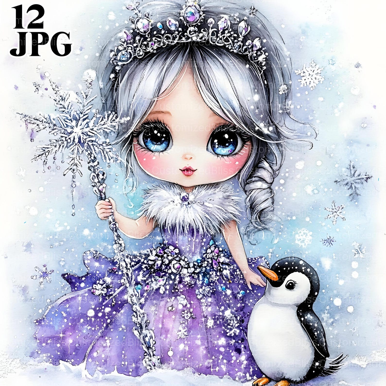 Winter Wonderland Princess Clipart, 12 High Quality Jpgs, Winter ...
