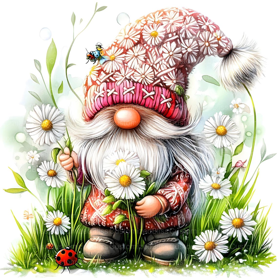 20 Dandelion Gnome Clipart, Garden Gnome, Spring Gnome, Summer Gnome ...