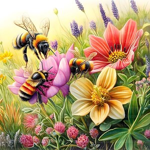 18 Bumblebee on Flower Clipart Bundle, Bumblebee Clipart, Bee Clipart ...