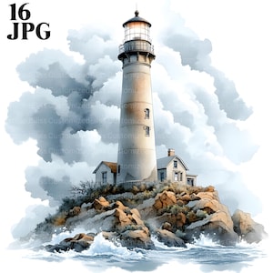 16 Lighthouse Clipart, Nautical Clipart, Beach Clipart Bundle, Sea ...