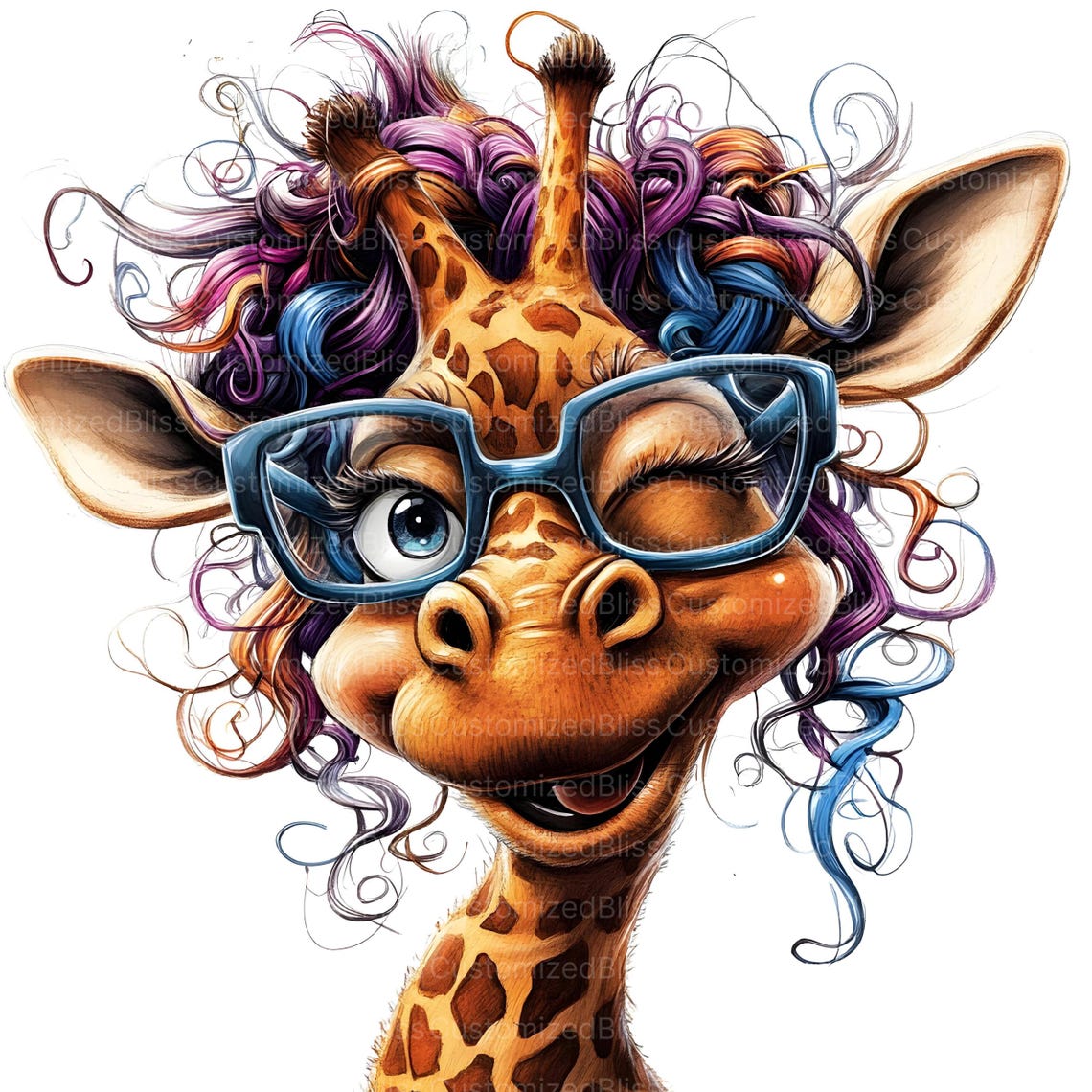 Crazy Giraffe Clipart, Funny Safari Animal, 16 High Quality Jpgs ...