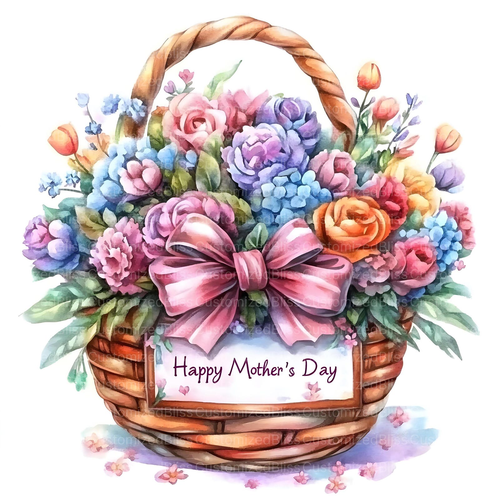 12 Happy Mothers Day Clipart, Watercolor Mothers Day Flower Clipart ...