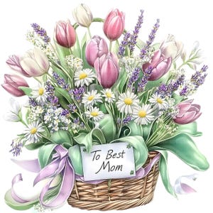 14 Mother's Day Flower Basket Clipart, Mother's Day Clipart, High ...