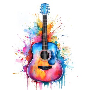 19 Colorful Guitar Clipart Bundle, Music Clipart, Musical Instrument ...