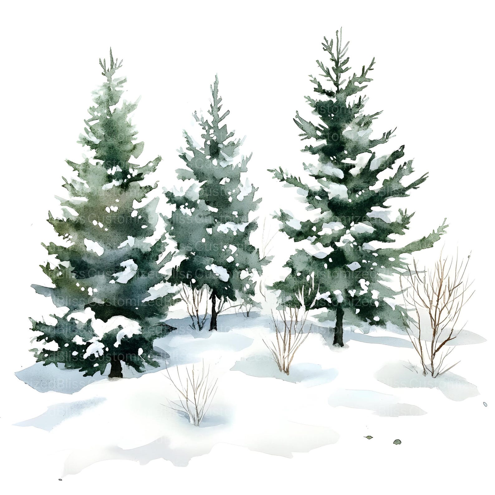 20 Winter Pine Forest Clipart, Evergreen Trees Nature Landscape, Tree ...