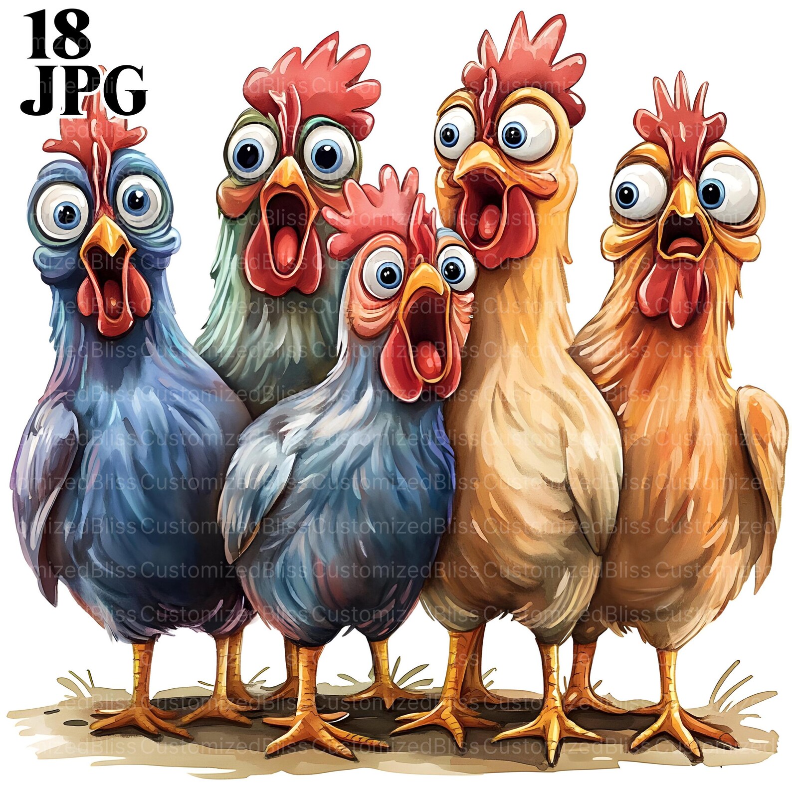 18 Cute Chicken Clipart, Funny Animal Clipart, High Quality Jpgs ...