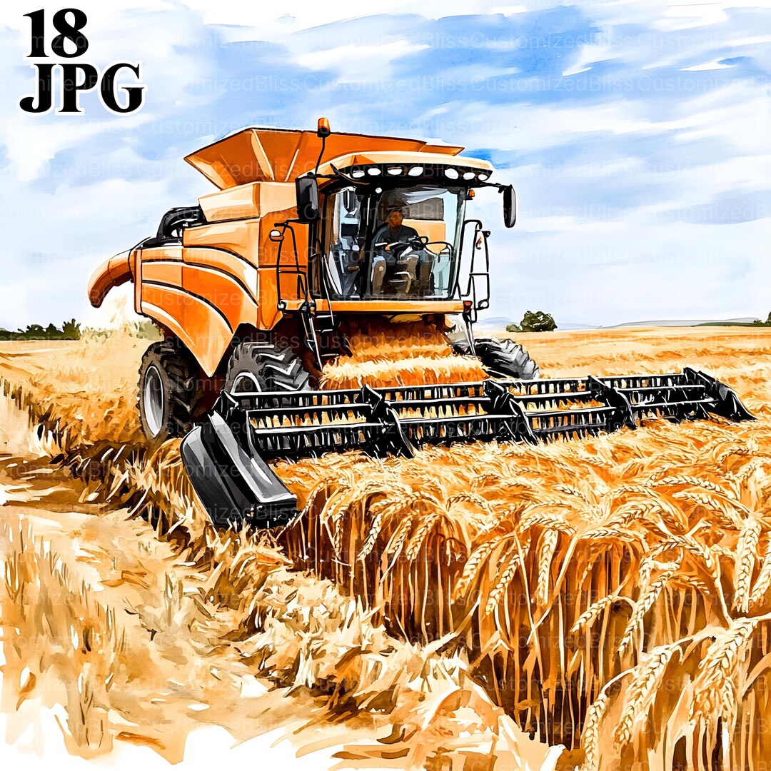 18 Combine Harvester Clipart, Tractor Clipart, Farm Clipart, High ...