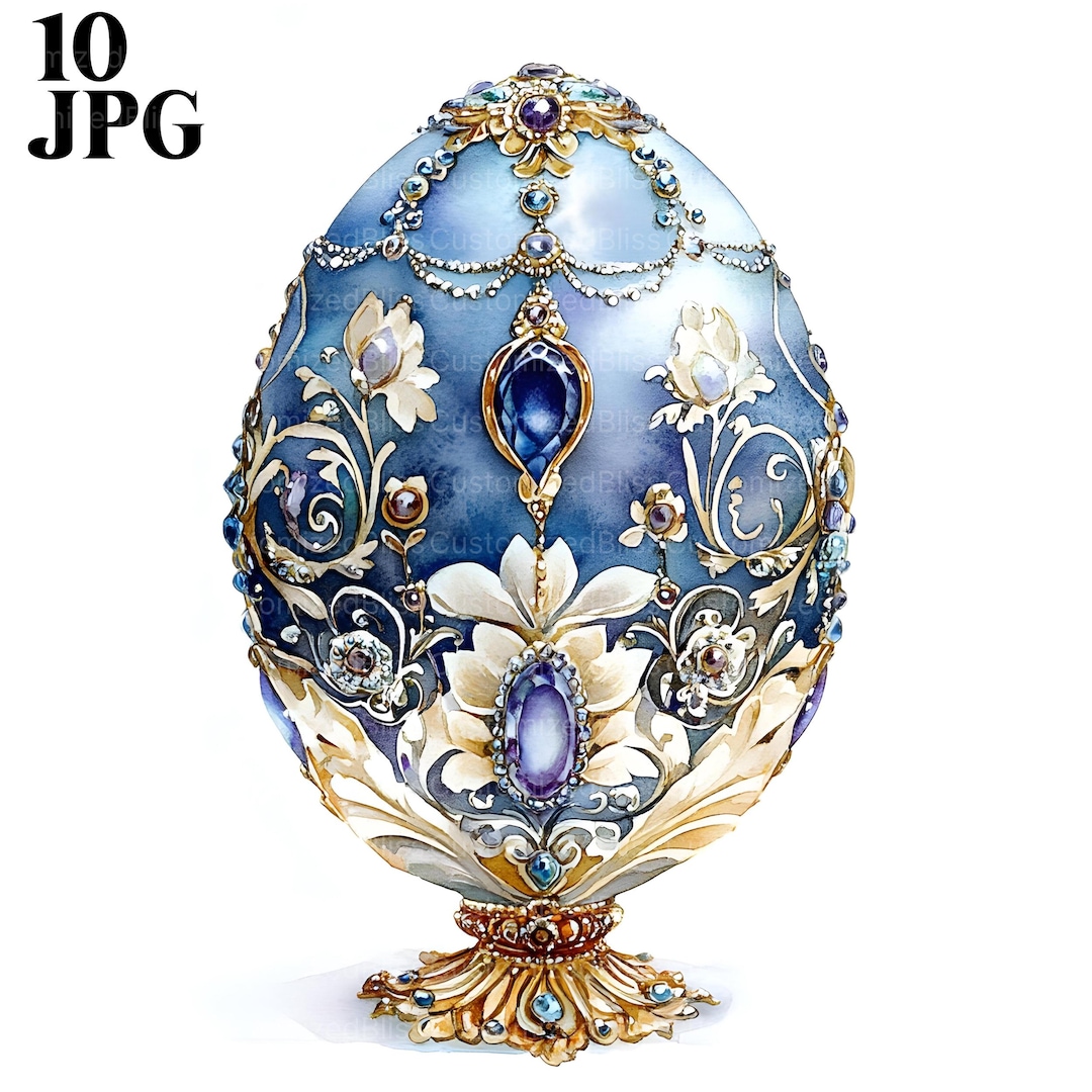 10 Faberge Egg Clipart, Easter Egg Clipart, Watercolor Eggs, Printable ...