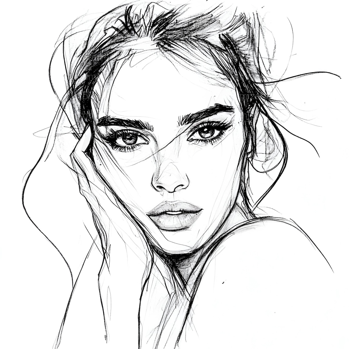 20 Woman Face Clipart, Simple Face Line Art Clipart, Abstract Face ...