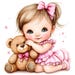 16 Baby Girl With Teddy Bear Clipart, Baby Shower Clipart, High Quality ...