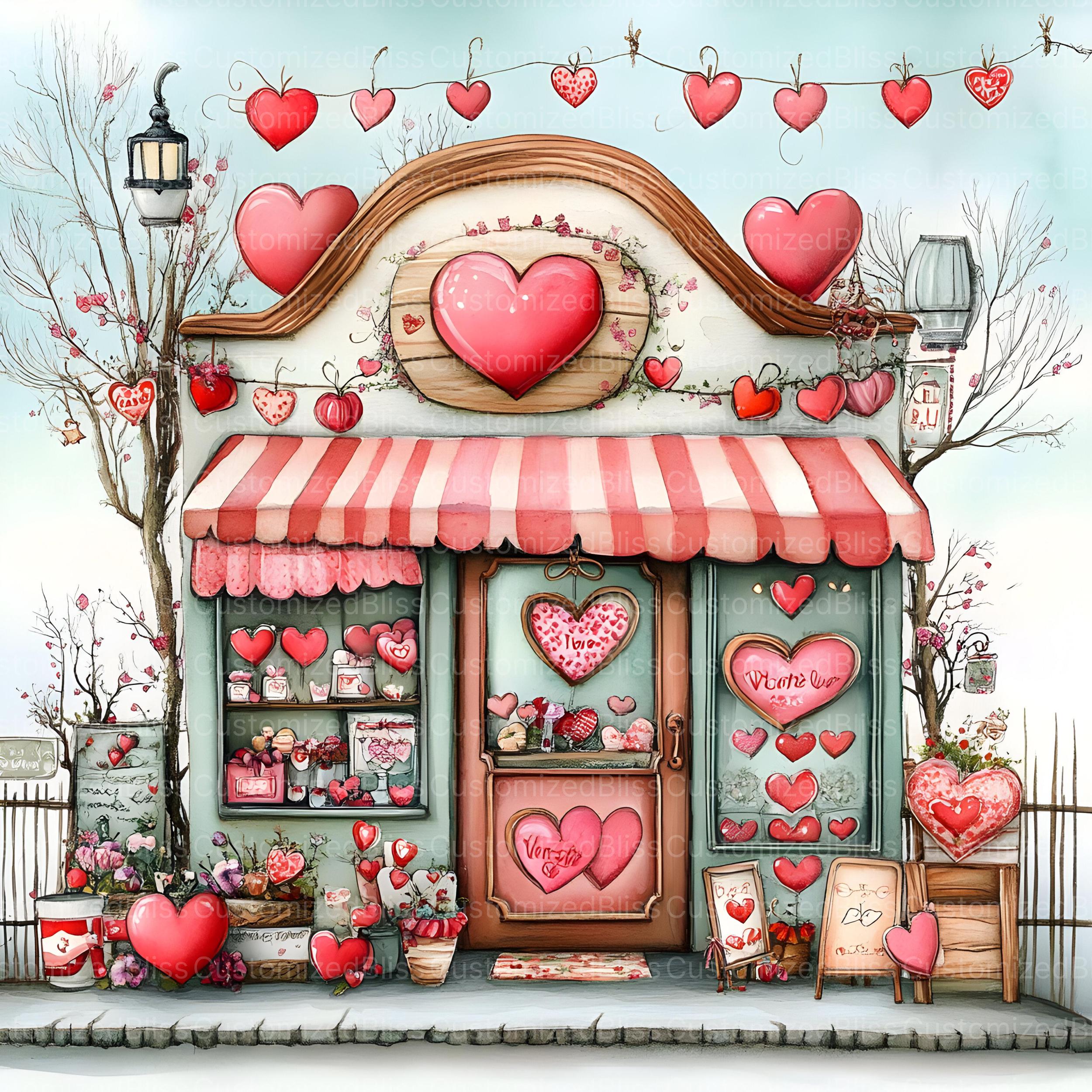 Valentine Shop Clip Art, 20 High Res Watercolor Jpgs, Valentine ...