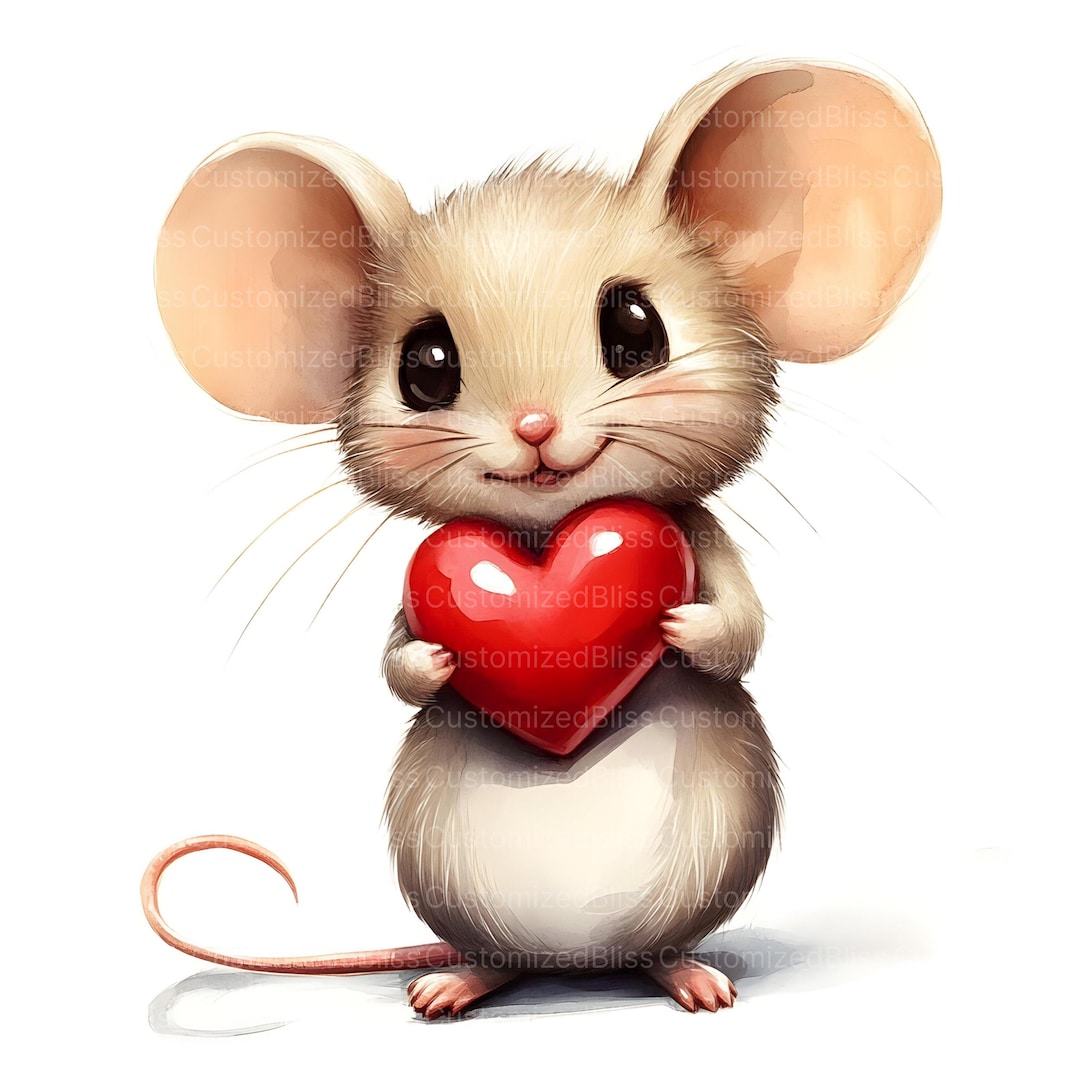10 Heart Mouse Clipart Bundle, High Quality JPG, Heart Clipart ...